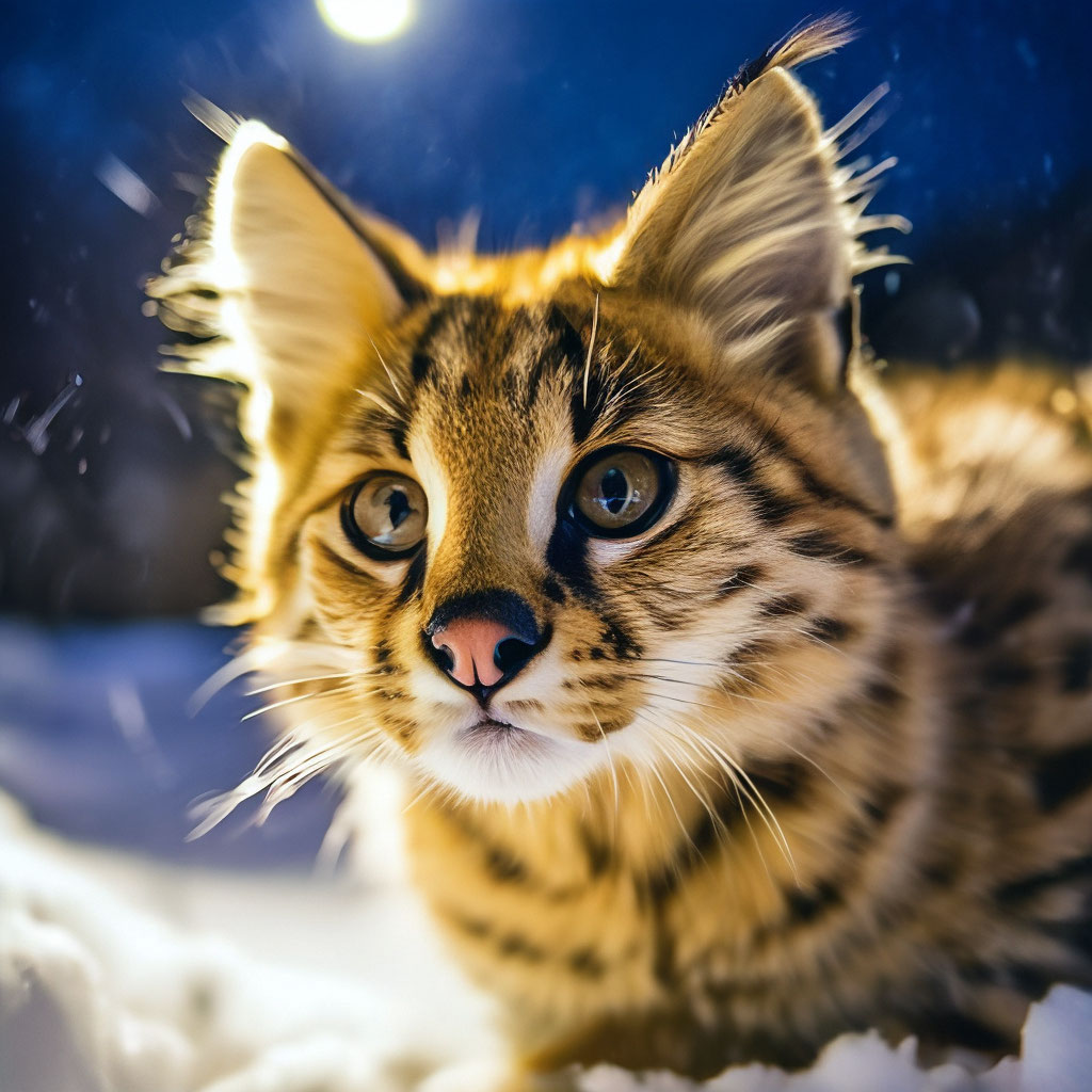 "The Golden Cat serval kitten,night,professional photo,15mm,f/2.8,1 ...