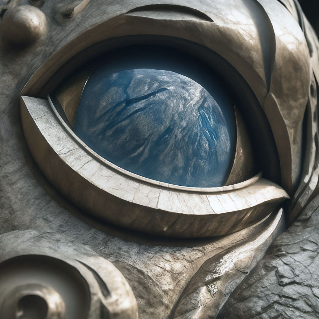 "View from the statue's eye, high detail, high resolution, 128k ...