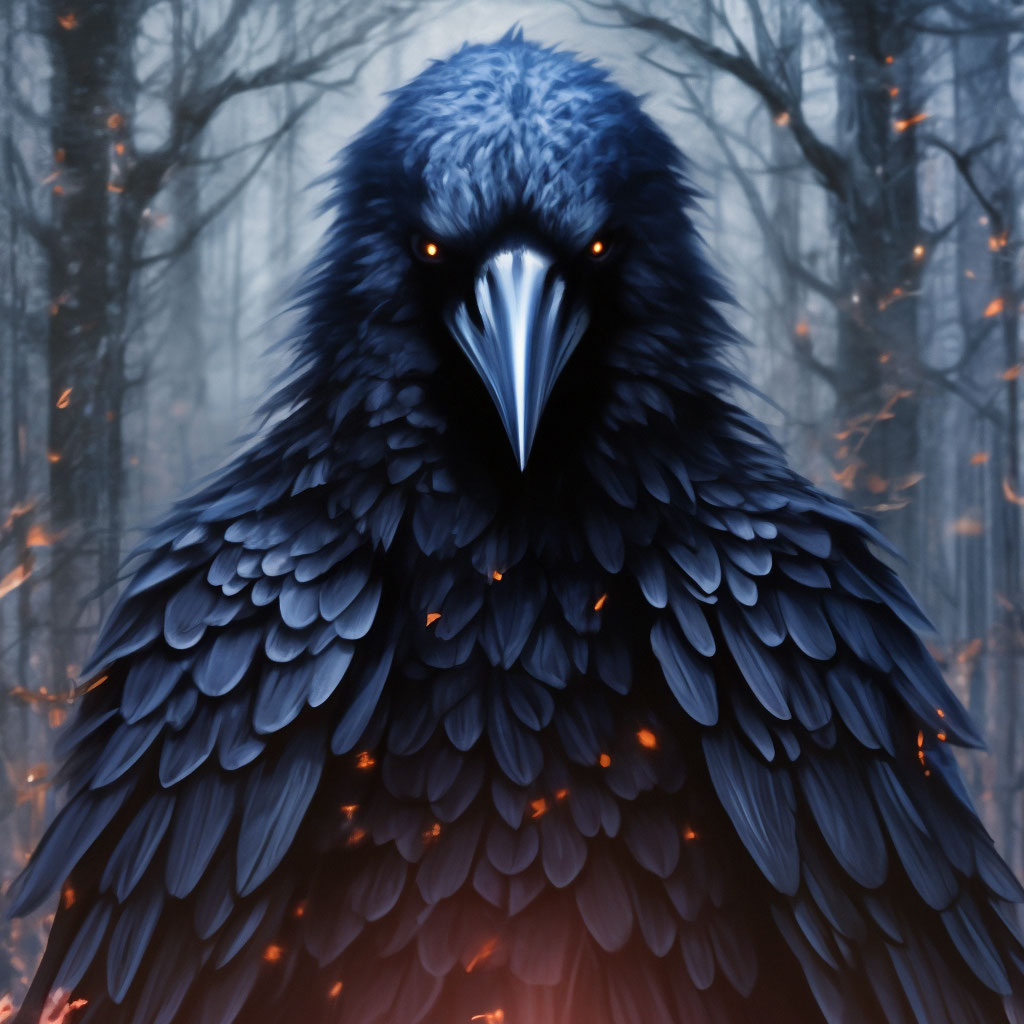 "The lord of all ravens, anthropomorphic, mystical sinister creature ...