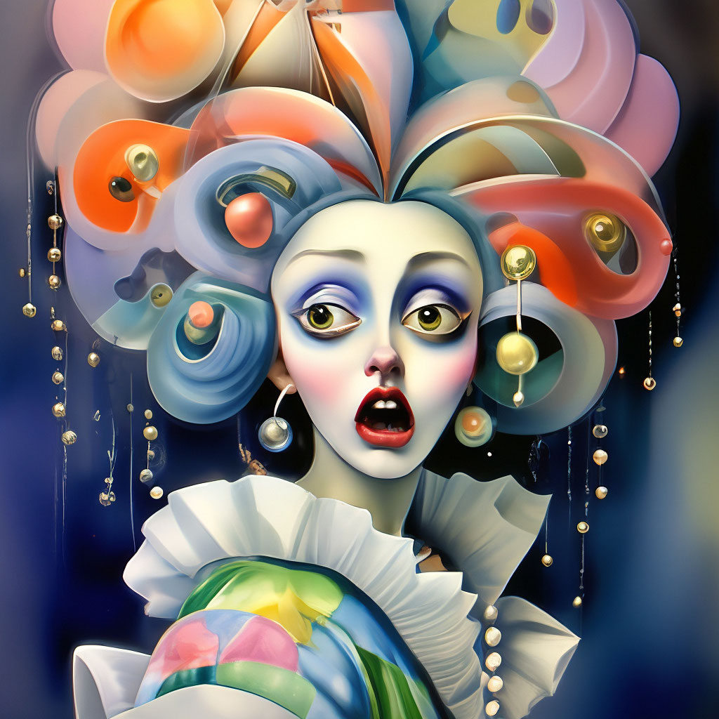 "Curly forelock,Crazy lady-in-waiting portrait full body to knees ...