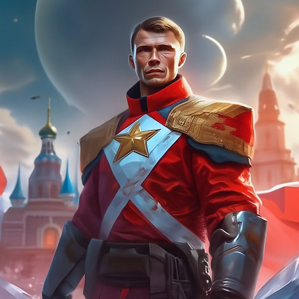 "Warrior of the future of the Soviet Union" — image created in Shedevrum