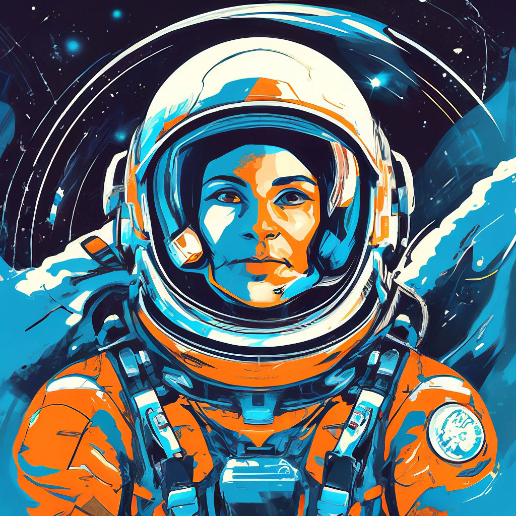 "Portrait of a space pilot, vector graphics" — image created in Shedevrum