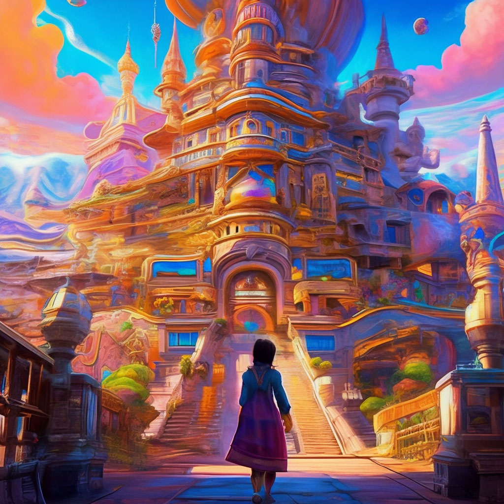 "Fantasy time travel expressively colorful contrasting digital art ...