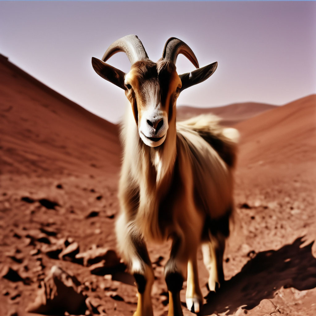 "Goat on Mars #Poked" — image created in Shedevrum