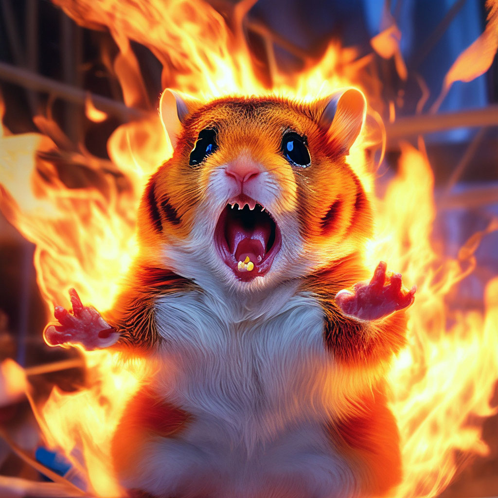 "Angry hamster on fire" — image created in Shedevrum