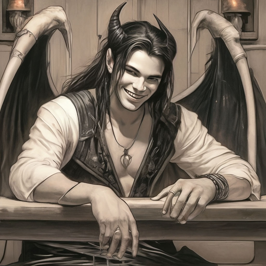 "Зуруймон. Incubus. Very skinny young beautiful male demon with huge ...