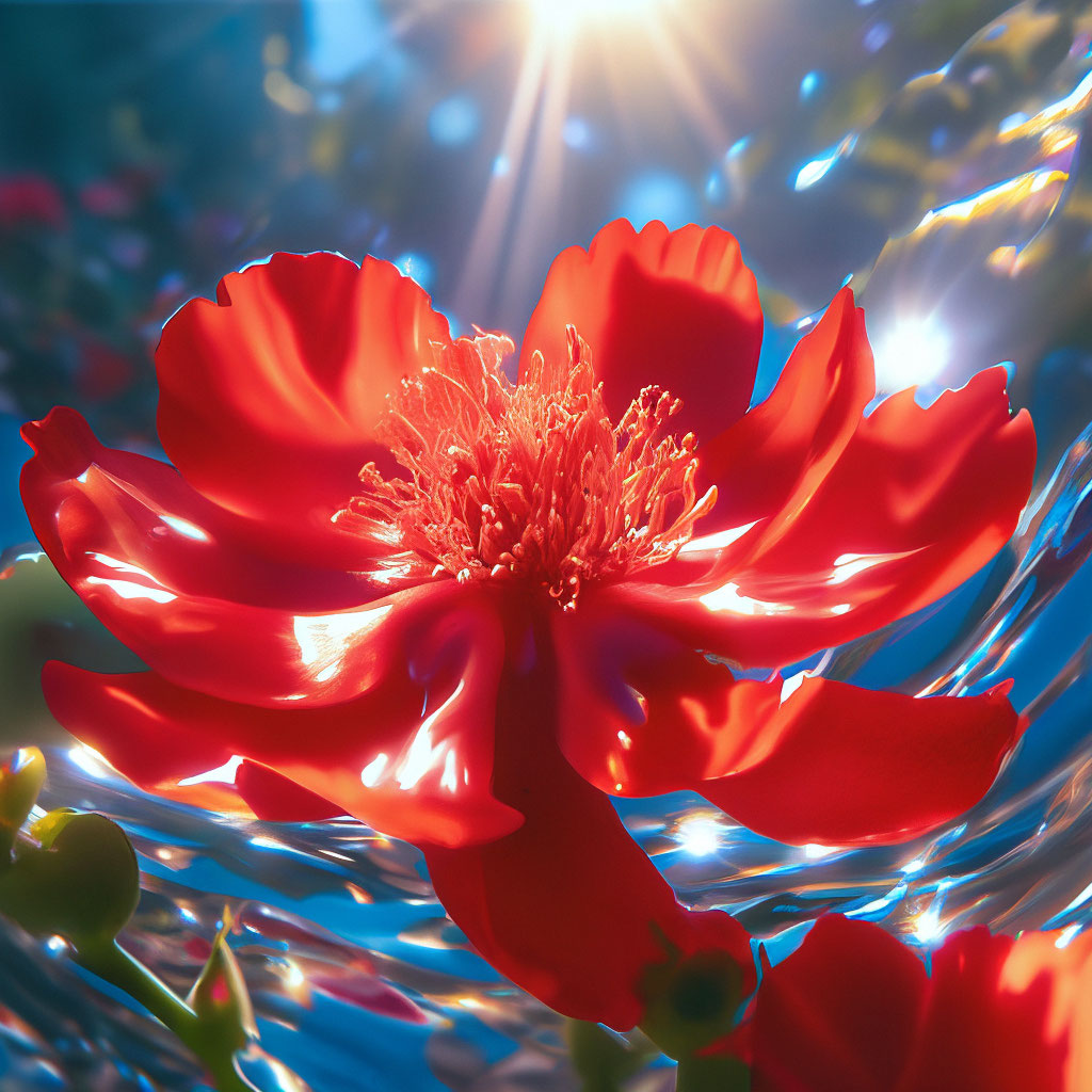 "The scarlet flower is all in the crystal sun" — image created in Shedevrum