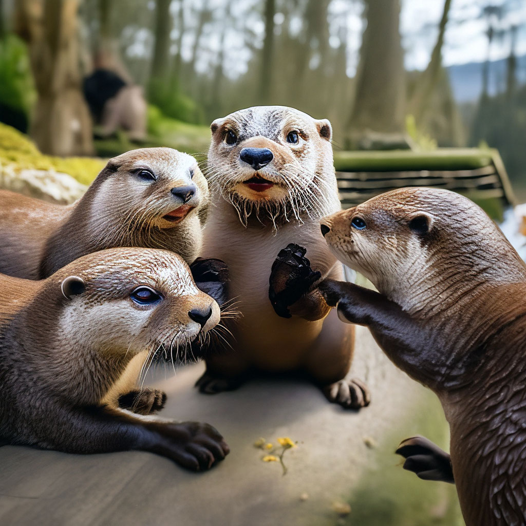 "Relatives welcome otter with open arms" — image created in Shedevrum