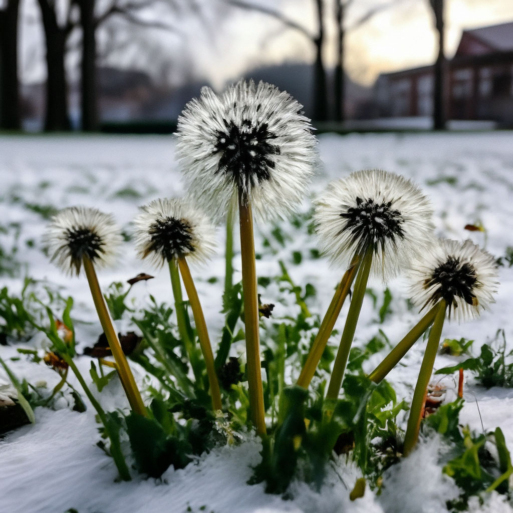"Dandelions in the snow" — image created in Shedevrum