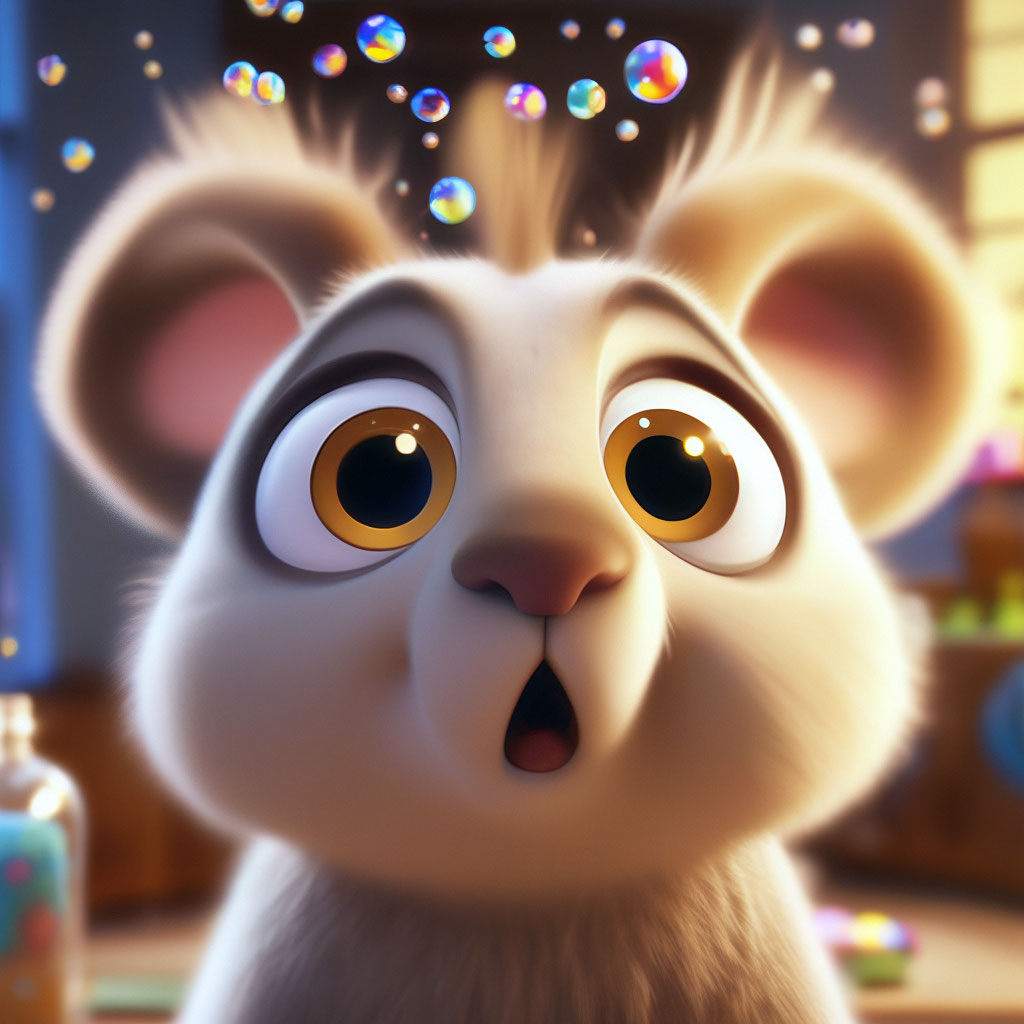 "Funny modest little eyes nonexistent animal with a big round head very ...
