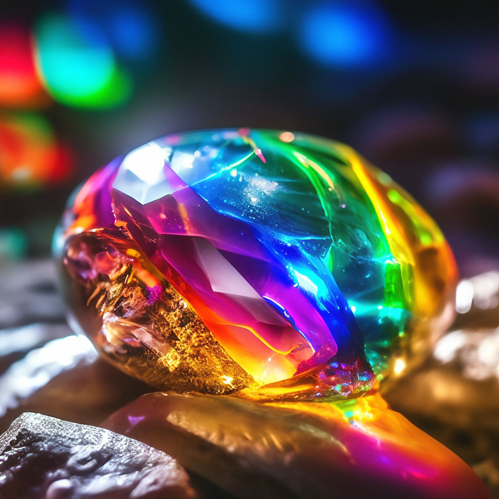 "A beautiful glowing stone, shimmers with all the colors of the rainbow ...