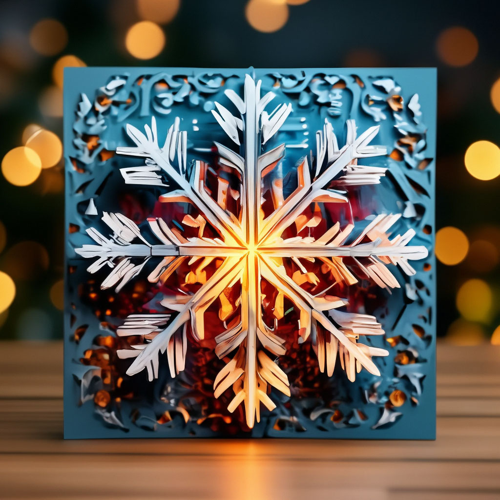 "New Year 3D postcard, standing on the table on the postcard is a three ...