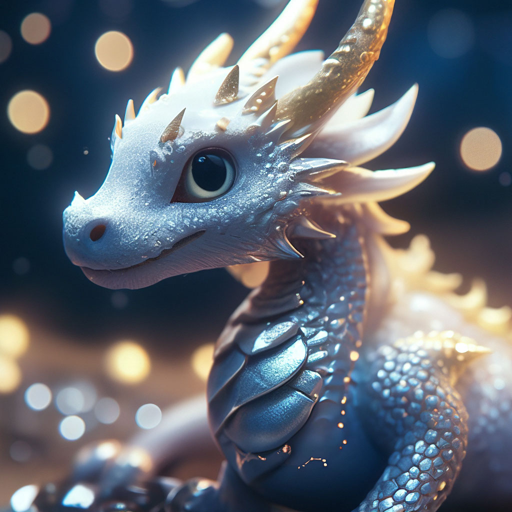 "A small and cute dragon-the moon. aesthetically pleasing, digital art ...
