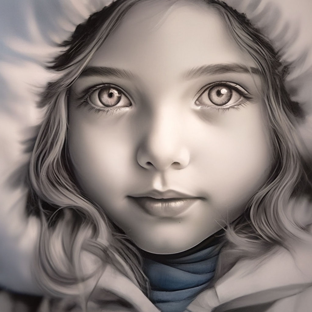 "A girl of eight years old, full-length, kind eyes - amber in ice, true ...