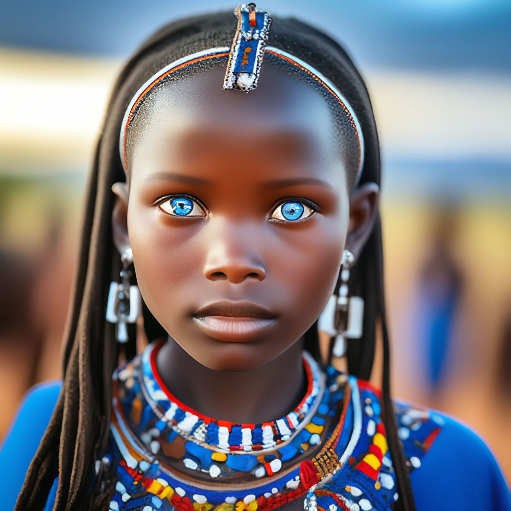 "A girl with blue eyes from the Maasai tribe, beautiful, aesthetically ...