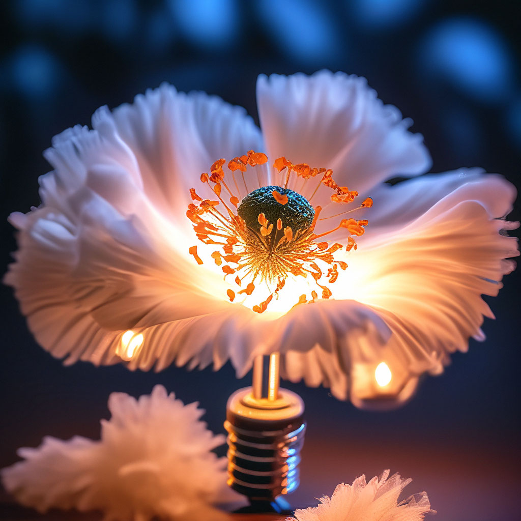 "Fluffy petals of a light bulb, a fabulous poppy flower glows, high ...