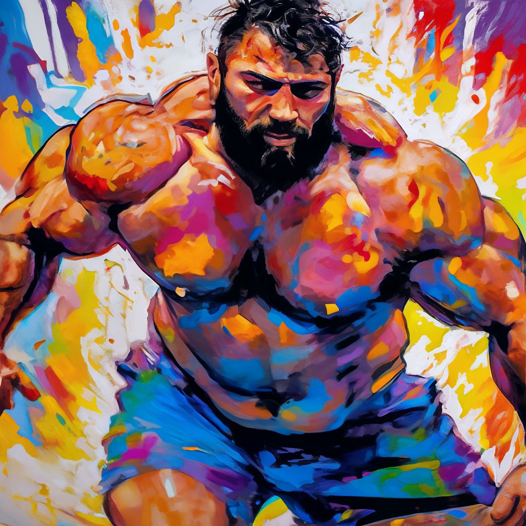 "Colorful macho, full body, +hairy, +chubby, +brunette, +Dagestani ...