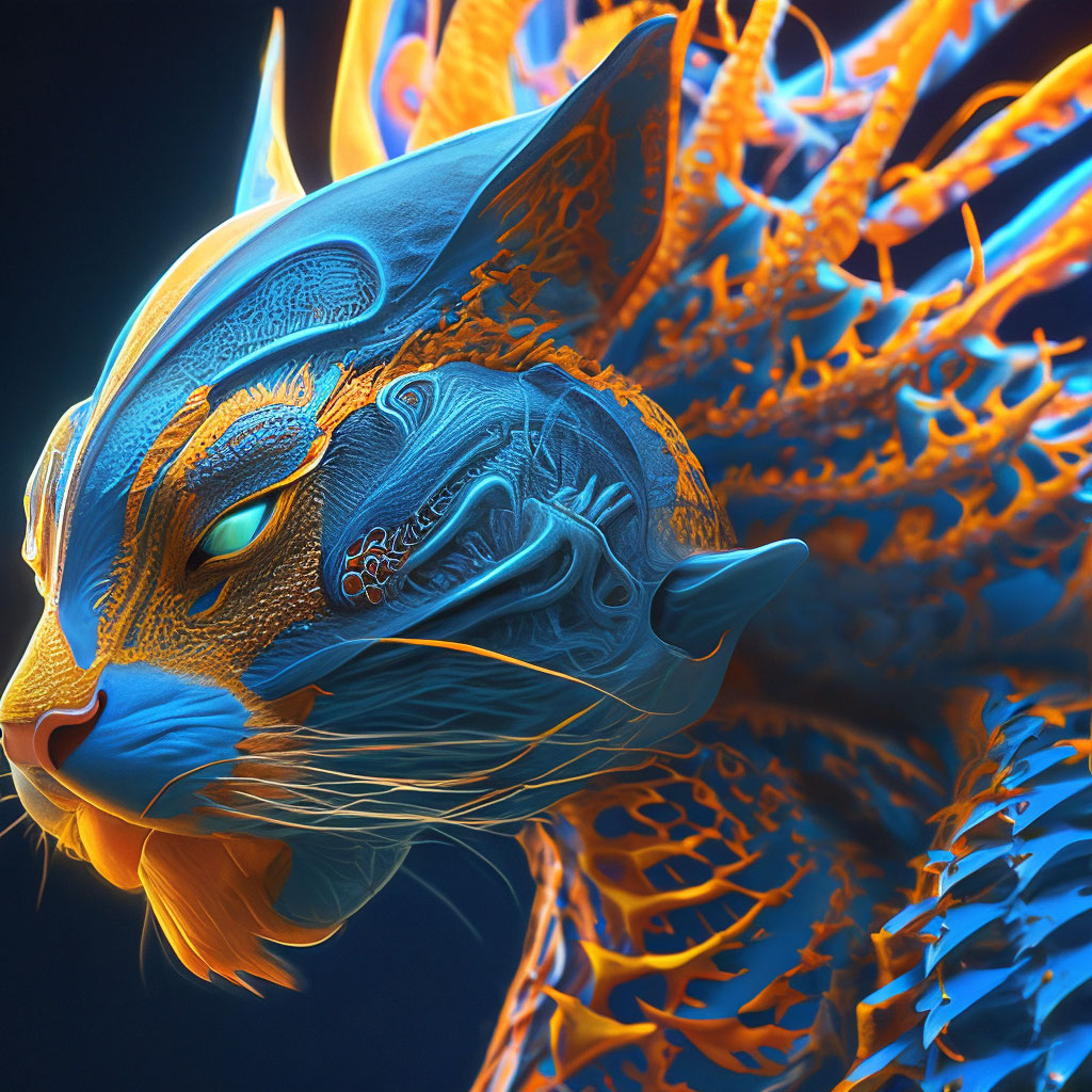 "Neural art anthropomorphic cat consisting of goliath fish ...