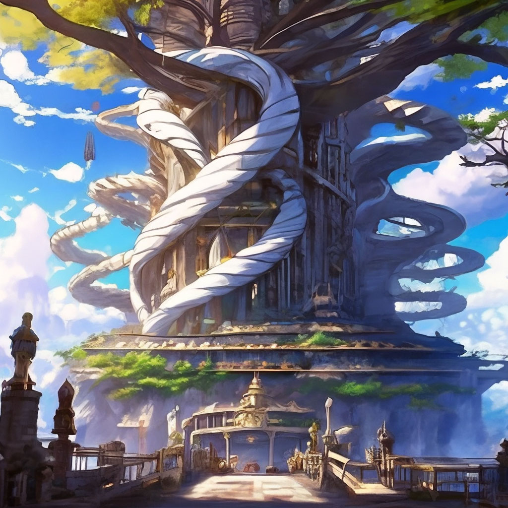 "(♥_♥) the white twisted trunk of Yggdrasil City, anime "Sword art ...