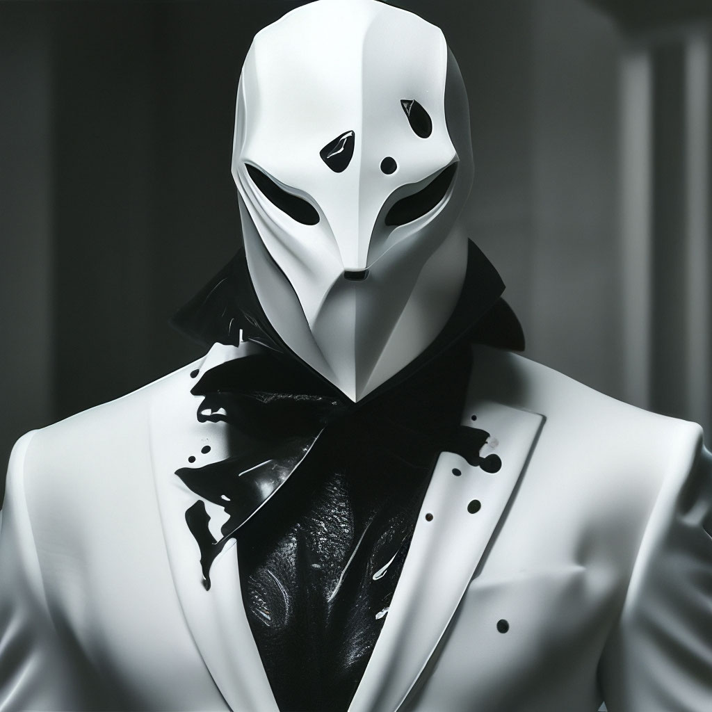 "Black slime with a white mask" — image created in Shedevrum