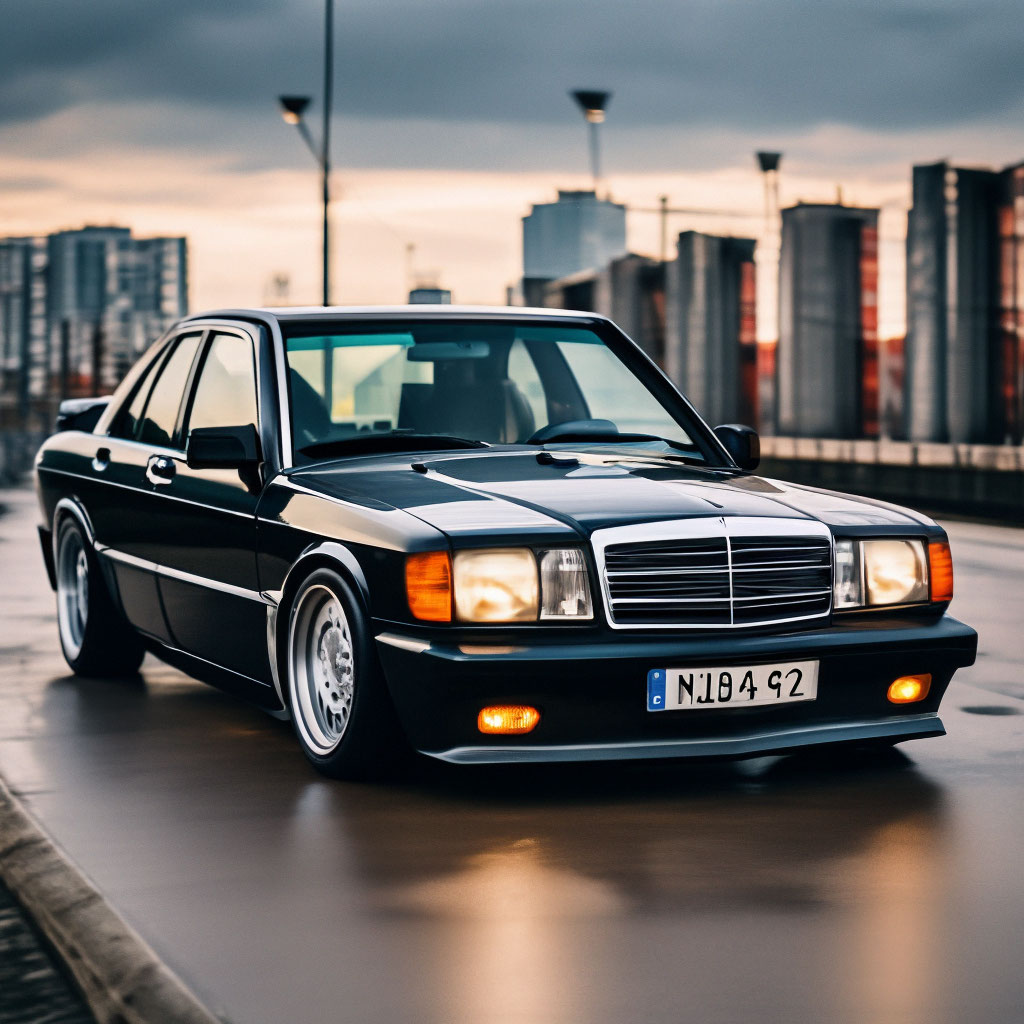 "Mercedes Benz 190E" — image created in Shedevrum