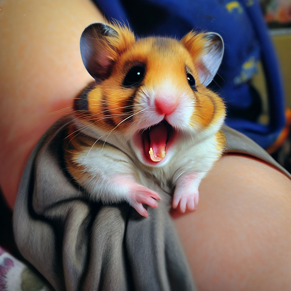 "The hamster on the arm yawns" — image created in Shedevrum