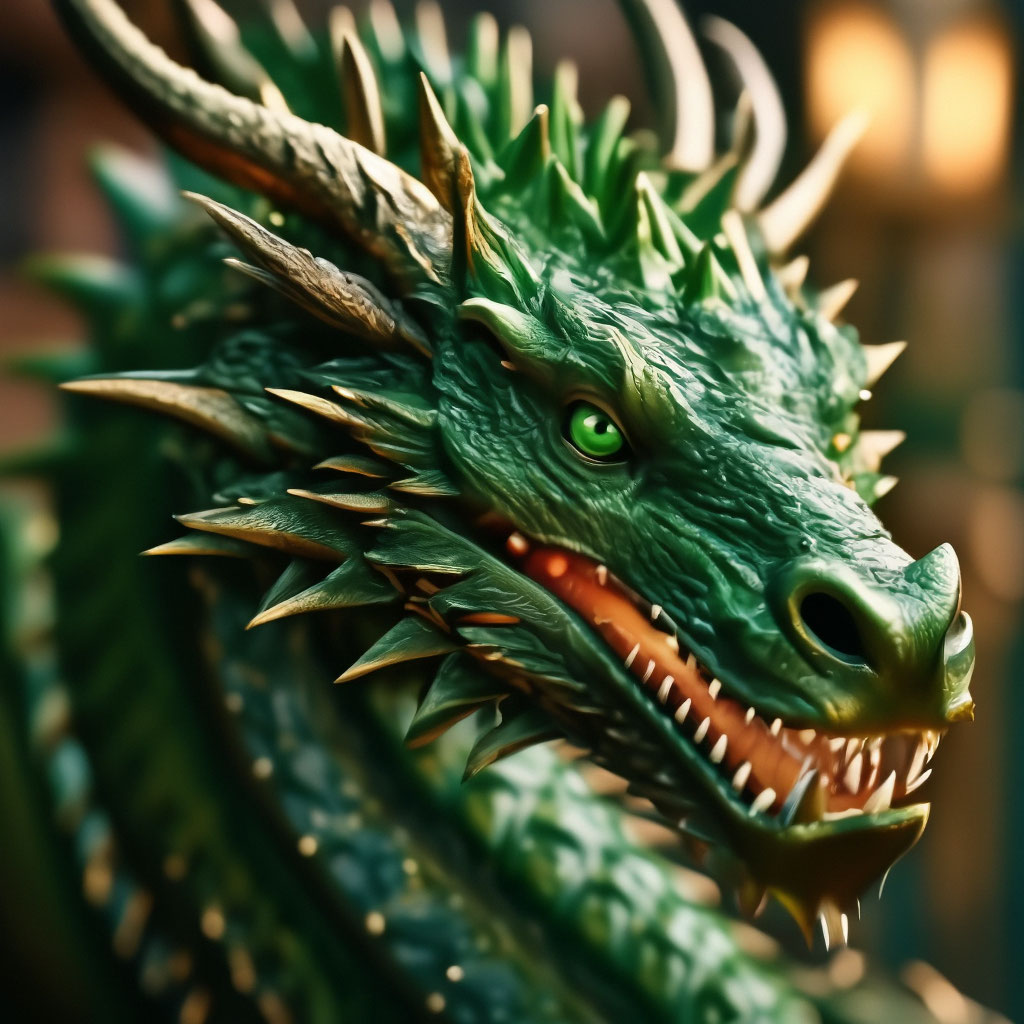 "Beautiful green New Year's dragon, photorealism, hyperrealism ...