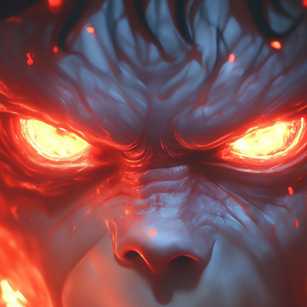 "Mythical hell Spawn,with Red burning eyes, Horror,32K, Sharpening ...