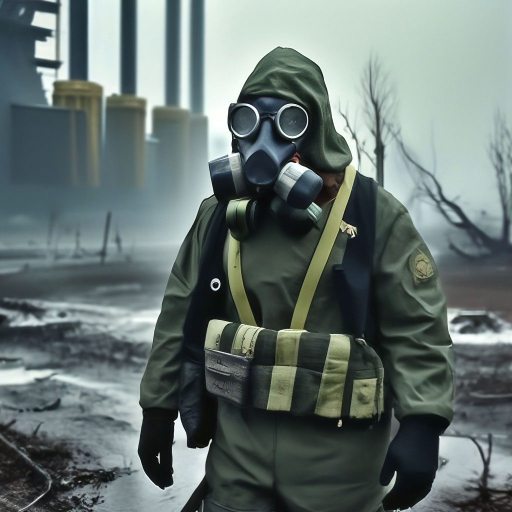 "Stalker in a gas mask with a gun in his hands, Chernobyl, Chernobyl ...