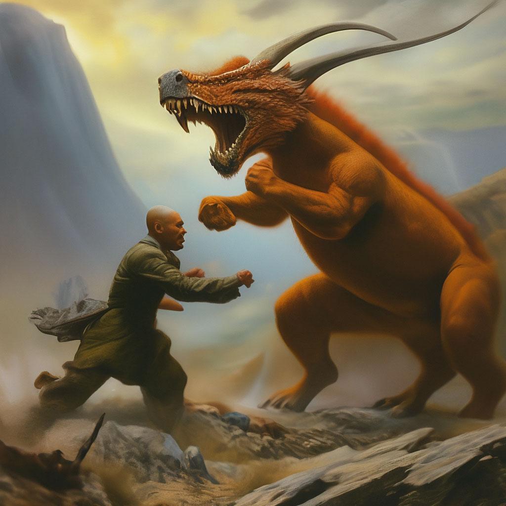 "The struggle for survival" — image created in Shedevrum
