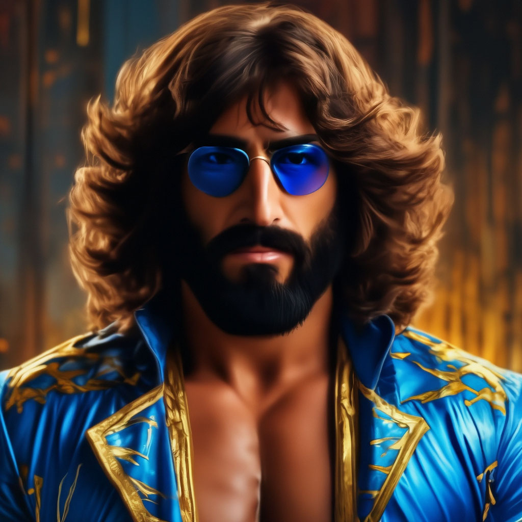"Ashot the blue macho man" — image created in Shedevrum