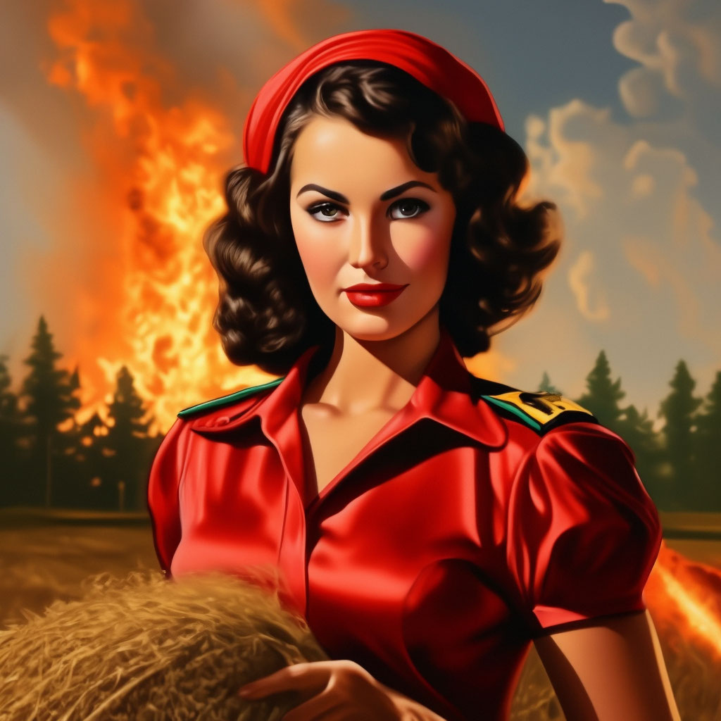 ""Protect the harvest from fire!" Soviet pin up style poster" — image ...