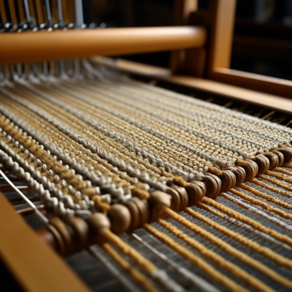 "The loom. The carpet is being woven. Thread Half of the carpet is ...