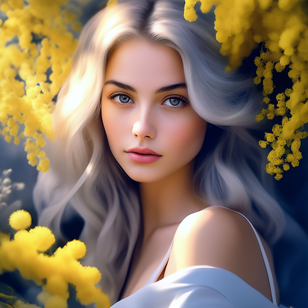 "watercolor, black blots,pretty girl, snow-colored hair,femininity, big ...