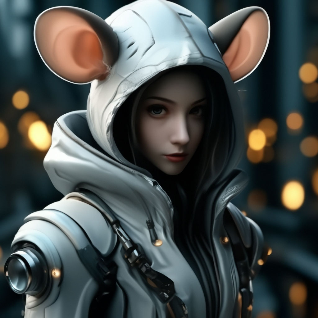 "A mouse girl in a snow maiden costume" — image created in Shedevrum
