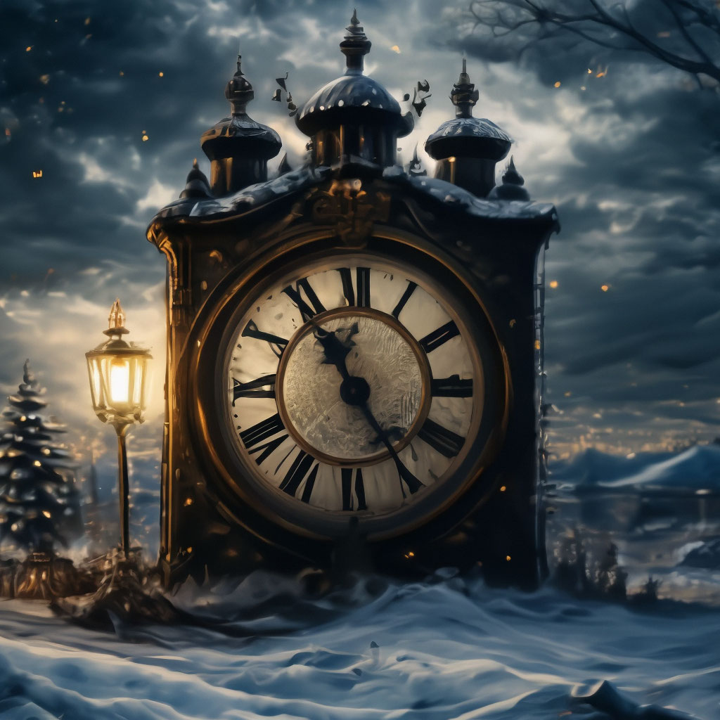 "When the clock strikes twelve" — image created in Shedevrum