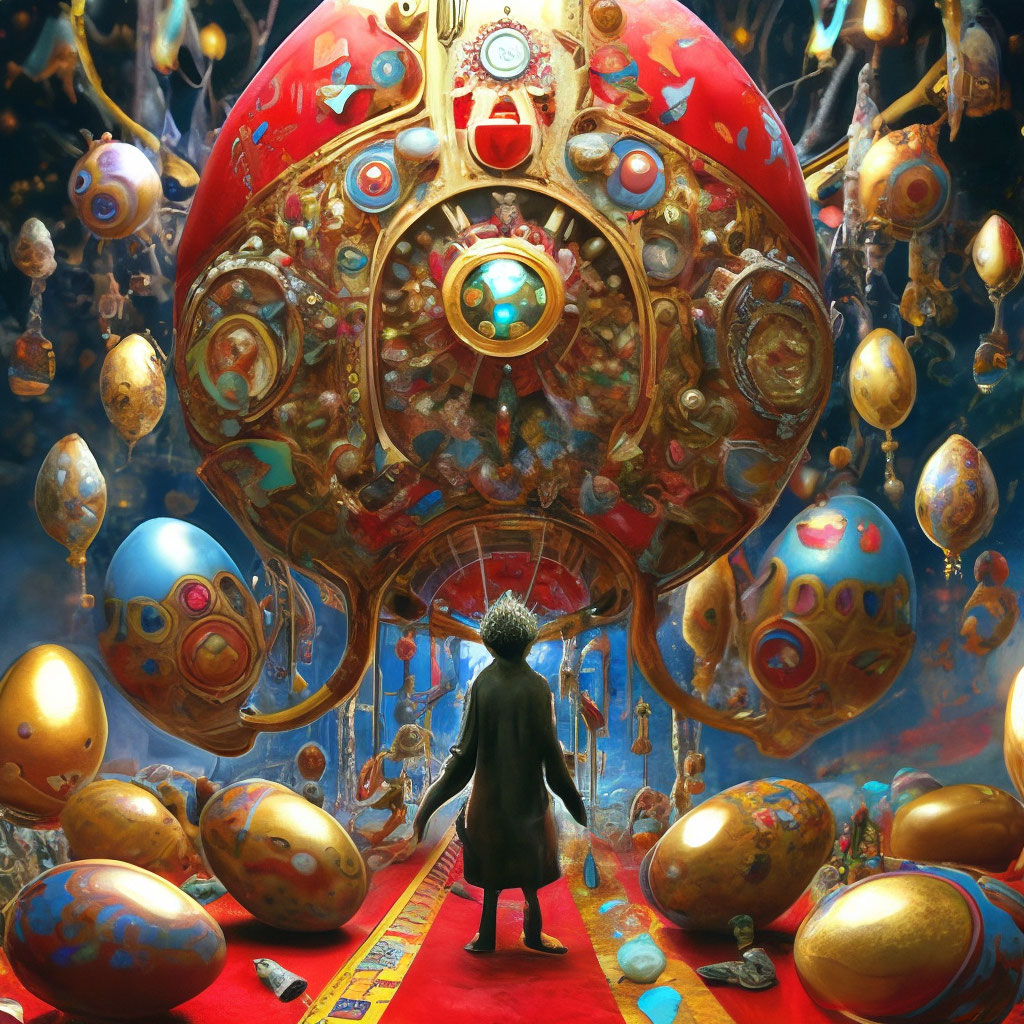 "Intrictions of a bizarre mind,myriad-eyed clockwork eggs thing flies ...