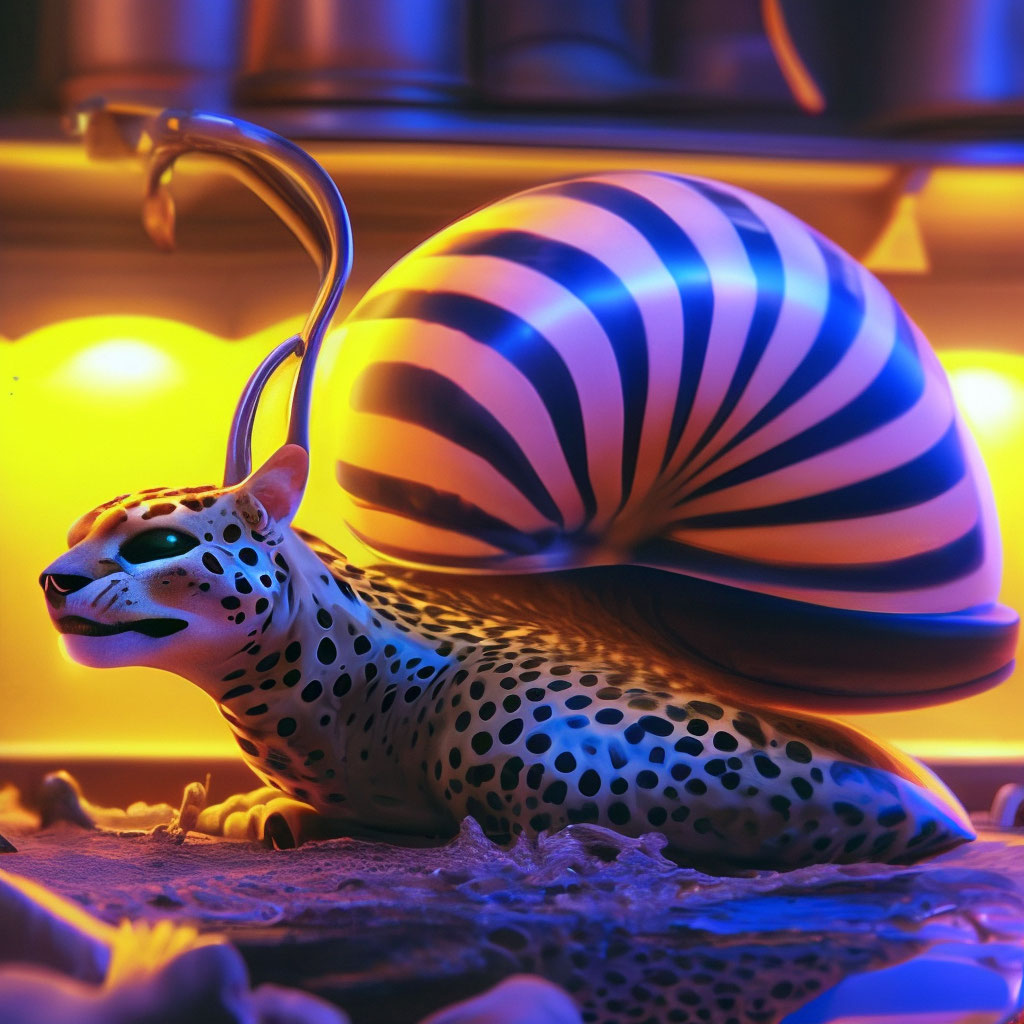 "Cheetah and snail two in one" — image created in Shedevrum
