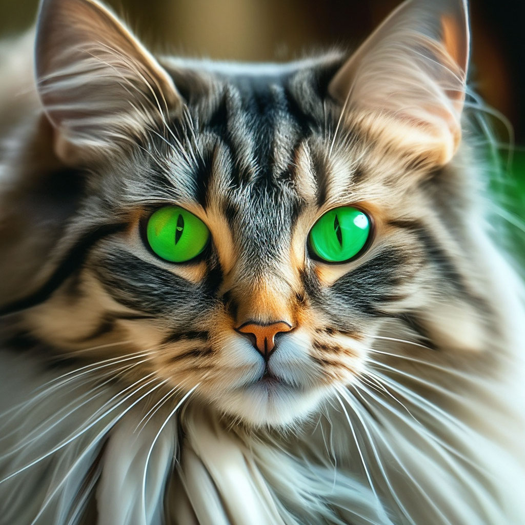 "Maximum realism. Overflows. A gorgeous Angora cat, very fluffy, with ...