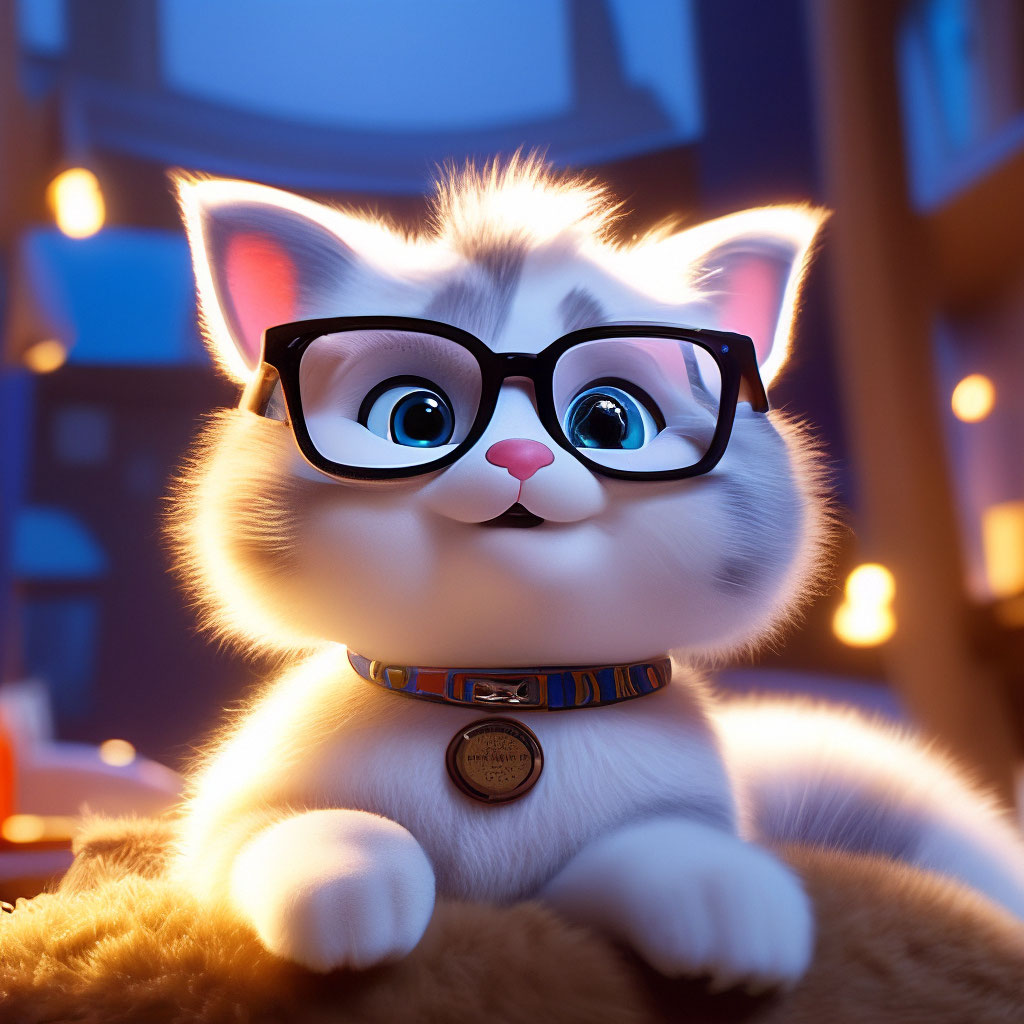 " ️ cartoon cat rock in fashionable glasses, fluffy, beautiful ...