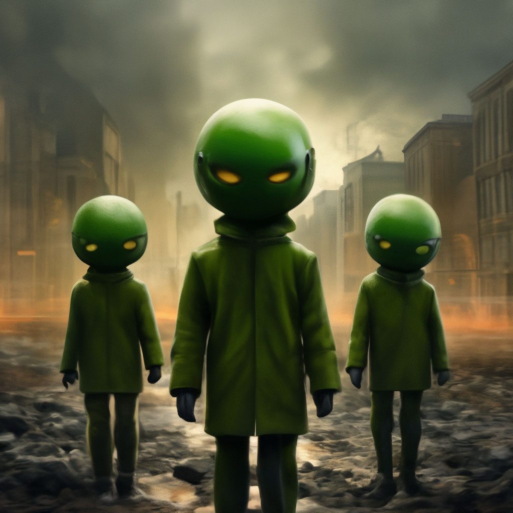 "Little green men" — image created in Shedevrum