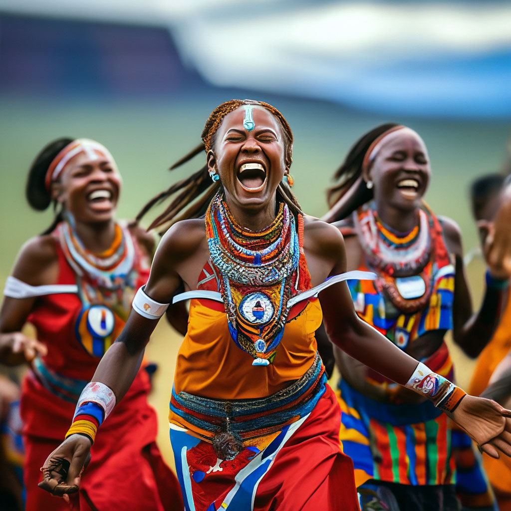 "Professional photo two bearded geologists dancing in the Massai tribe ...