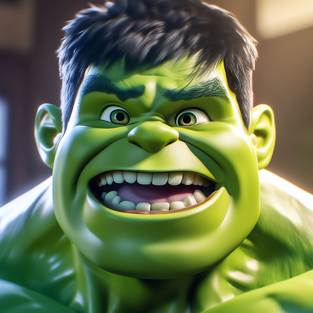 "The Hulk is green, mimic cartoon fluffy clear beautiful cute big bug ...
