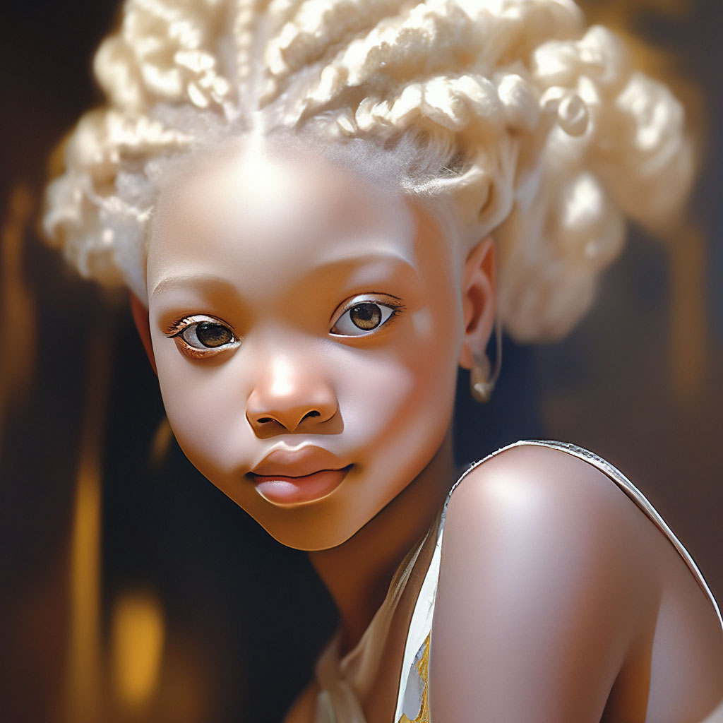 "Beautiful black albino girl, big eyes,open expressive look,clear ...