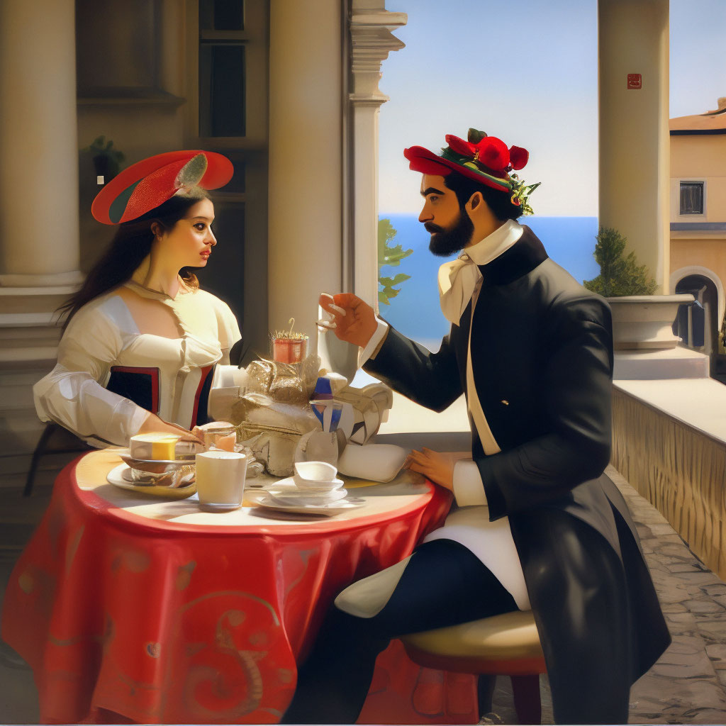 "Italian noon in the manner of mannerists" — image created in Shedevrum