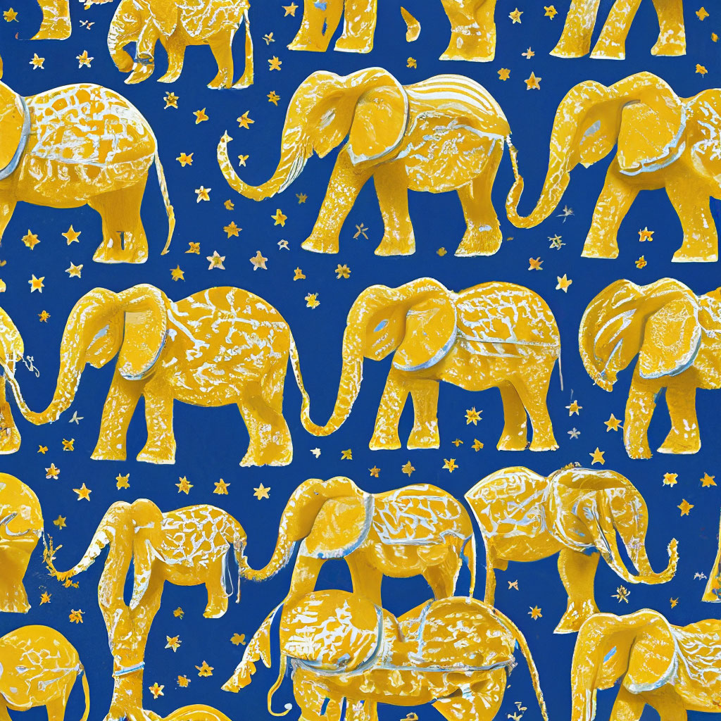 "Repeating texture with small yellow elephants" — image created in ...