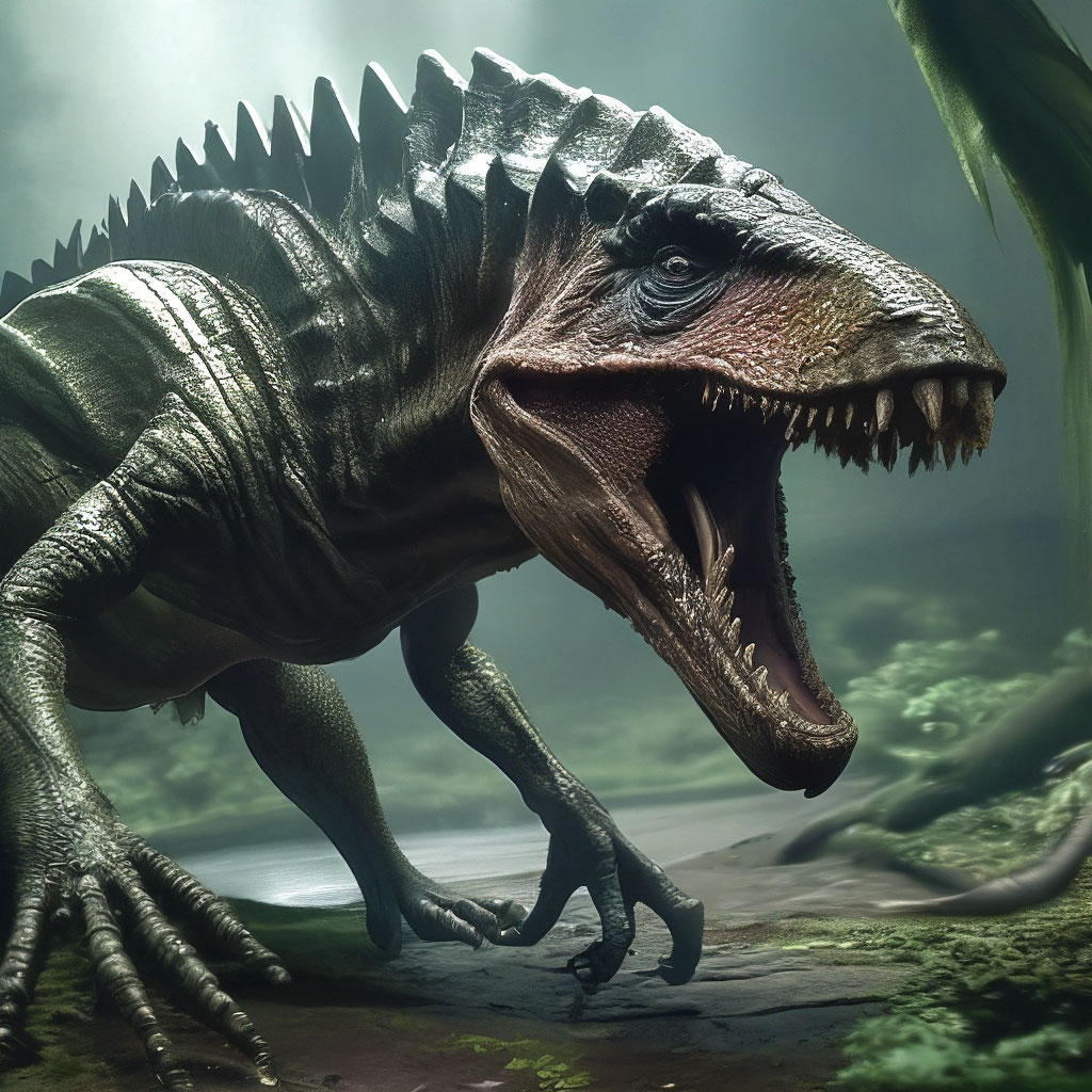 "Dinosaur xenomorph" — image created in Shedevrum