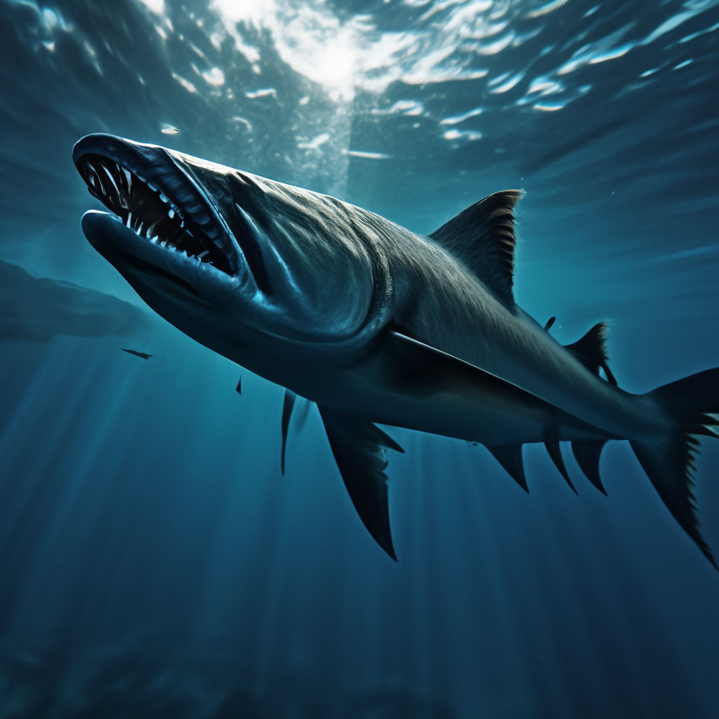 "The vast depths of the ocean are dark . and a scary barracuda bigger ...