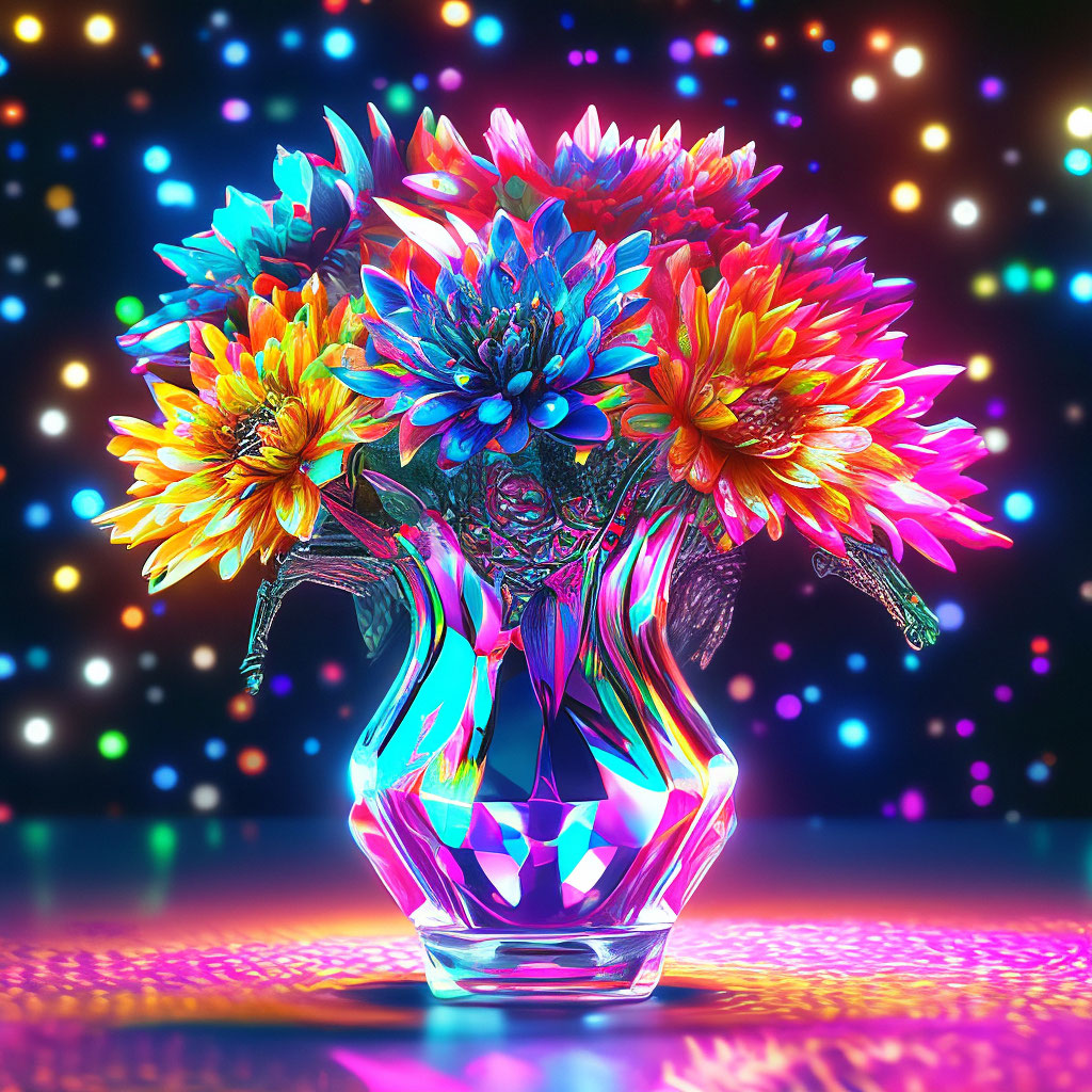 "Cosmos, fantasy, in a crystal vase of patterns, a lot of high magical ...
