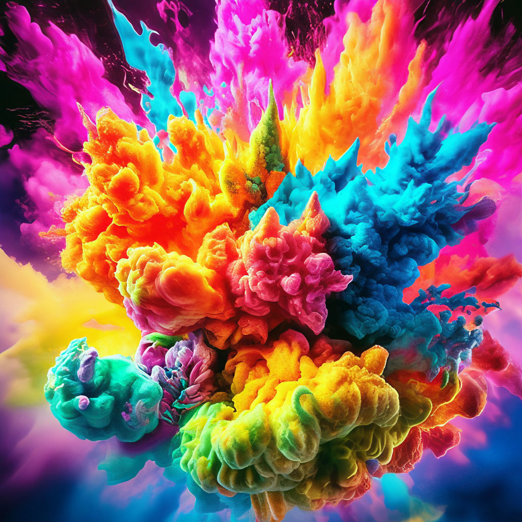 "Mega toxic explosion of all colors" — image created in Shedevrum